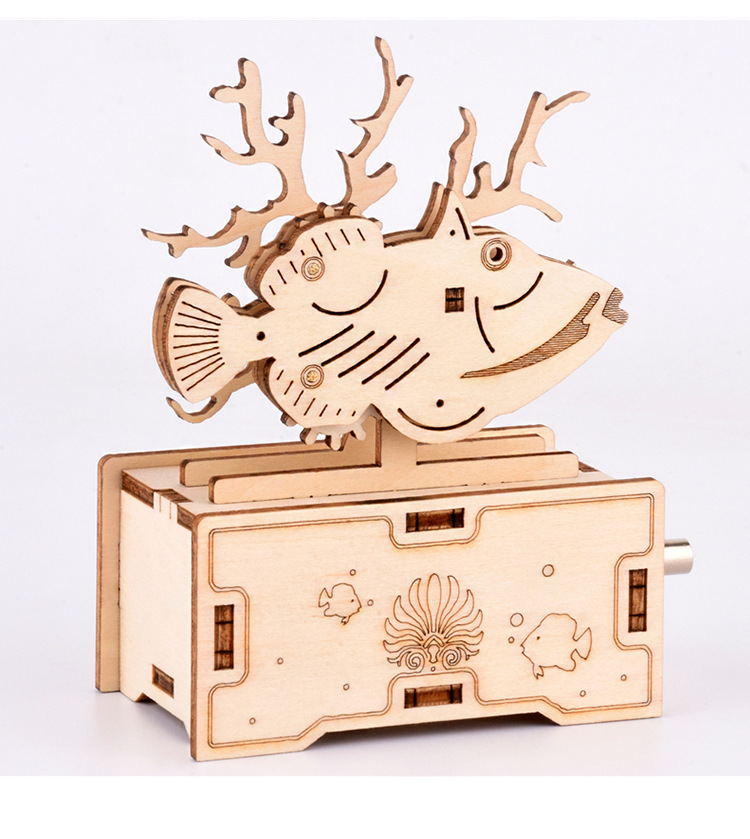 Wooden Hand Cranked Music Box - DIY Sea Fish – Wonder Tribe