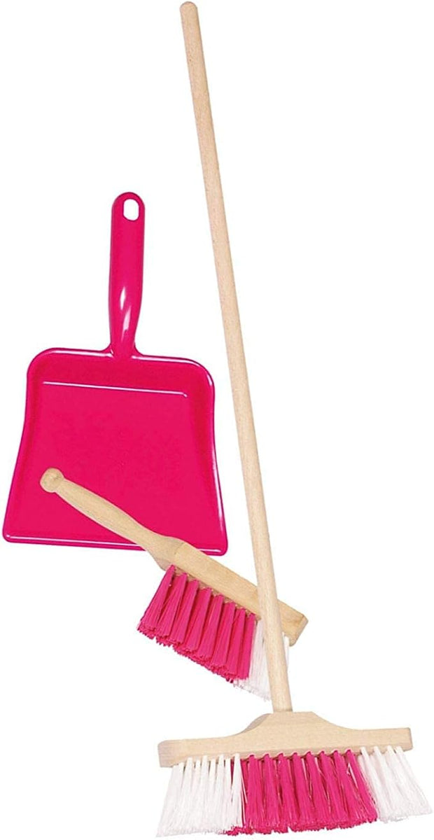 Goki Plastic Dustpan & Broom Pink - Kids Cleaning Set | Wonder Tribe