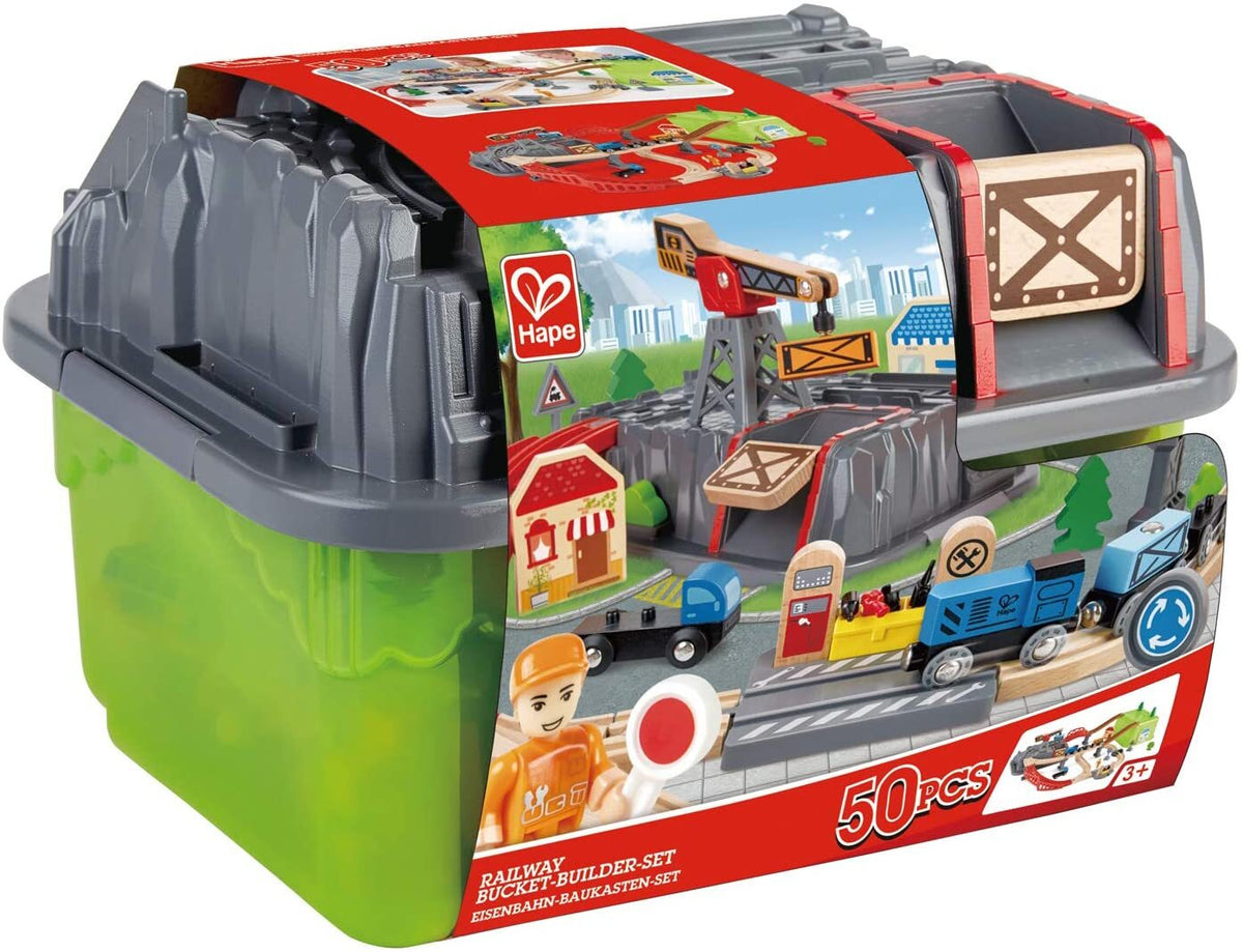 Hape - Trains Railway Builder Bucket Set – Wonder Tribe