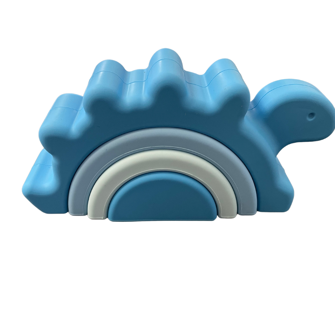 Silicone Dino Stacker - Stegosaurus Blue – Wonder Tribe