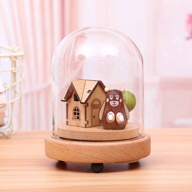 Rotating Dome Music Box - Bear At House – Wonder Tribe